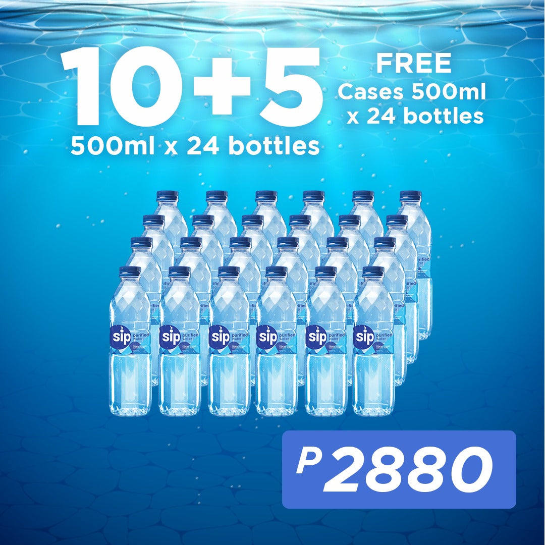 Order Now: SIP PURIFIED WATER 10+5 (10 Cases 500ML + FREE 5 Cases 500M ...