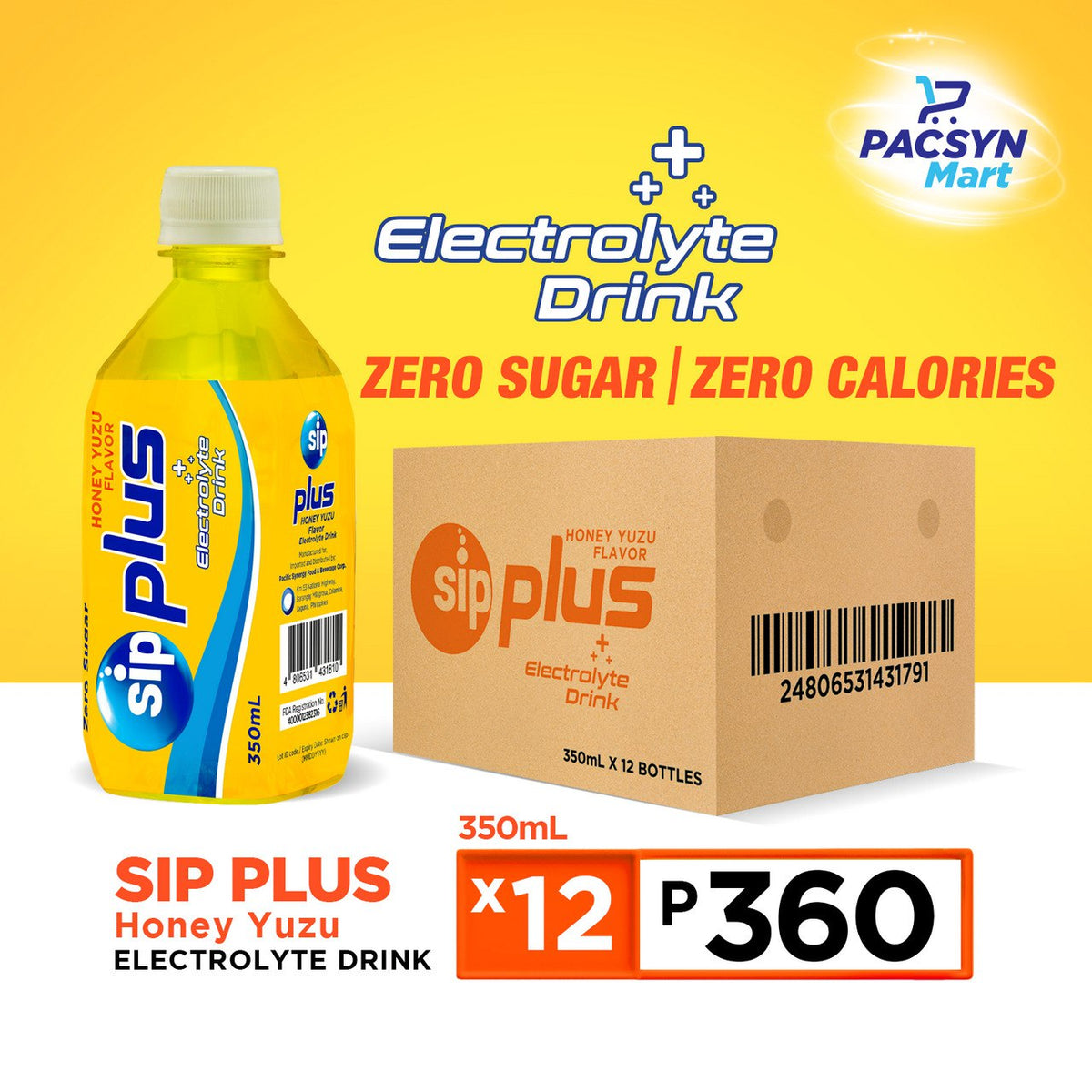 Sip Plus Electrolyte Drink- Honey Yuzu Flavor (350mlx12) – PacSyn Mart